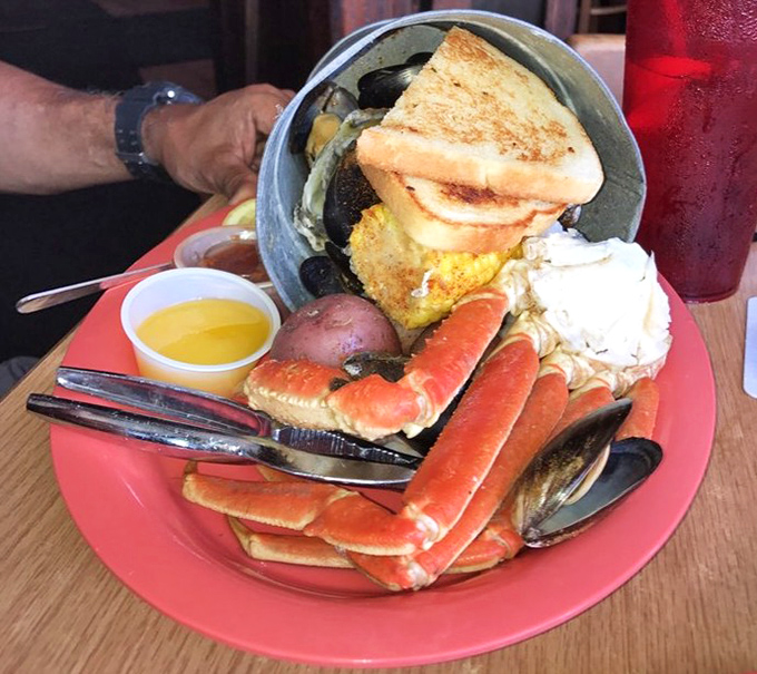 This seafood boil isn't just a meal—it's an event. Snow crab legs, mussels, and potatoes all having a party that your taste buds are invited to.
