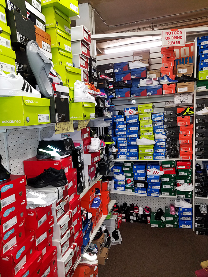 Sneakerheads, rejoice! This footwear fortress houses enough kicks to outfit an army of fashionistas without bankrupting your retirement fund.