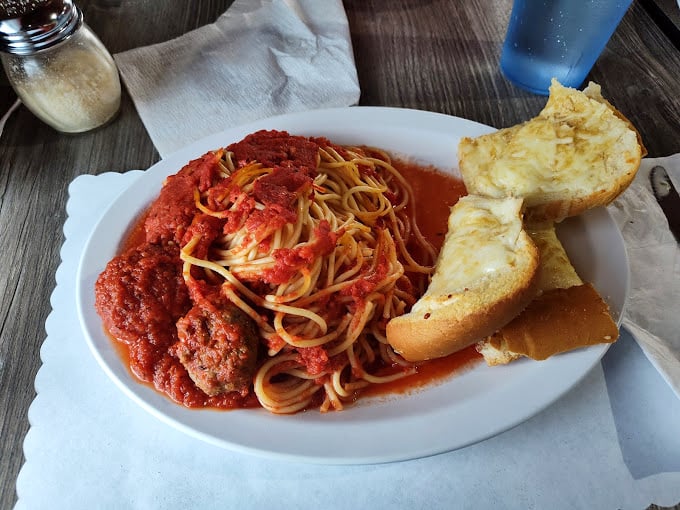 Spaghetti and meatballs that would make your Italian grandmother weep with joy—or jealousy. That sauce has definitely been simmering since breakfast.