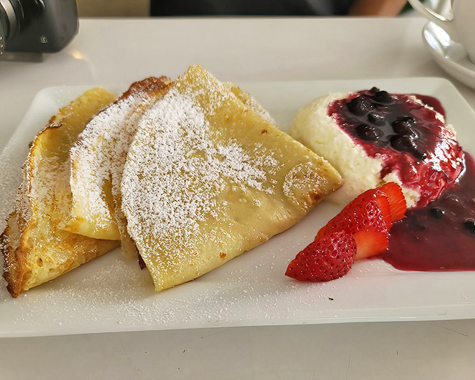 Swedish pancakes that would make grandmothers in Stockholm nod with approval. Delicate, golden, and dusted with powdered sugar—these are worth crossing an ocean for.