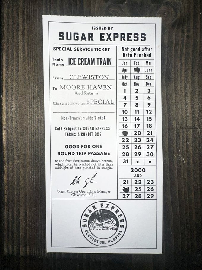 All aboard the Ice Cream Train! This vintage-style ticket isn't just your pass to ride—it's your passport to nostalgia.