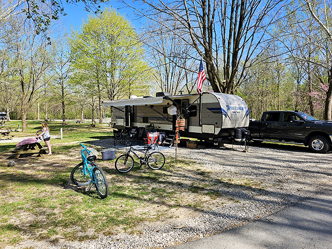 Camping done right! With spacious sites nestled among trees, you're roughing it without really roughing it.