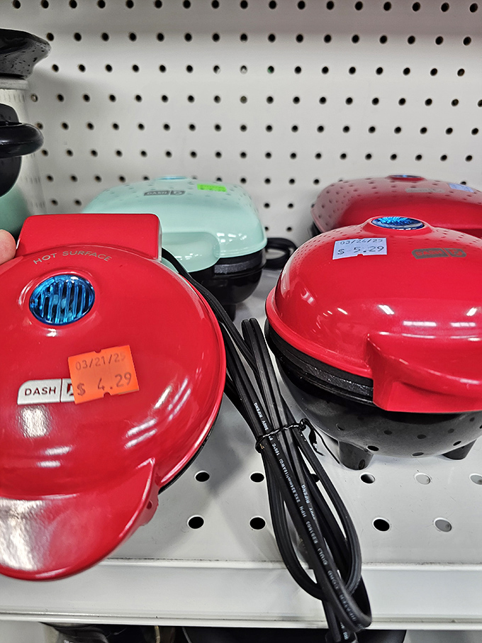 These cherry-red waffle makers aren't just kitchen appliances—they're Sunday morning memory-makers waiting for their next family. 