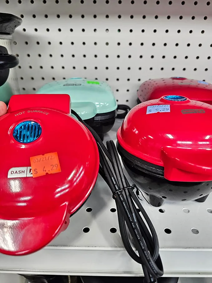 These cherry-red waffle makers aren't just kitchen appliances—they're Sunday morning memory-makers waiting for their next family.