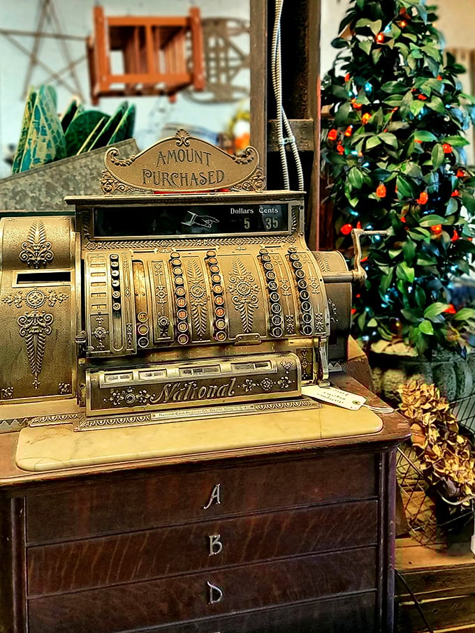 This antique National cash register isn't just counting dollars—it's counting stories. Imagine the transactions it's witnessed over decades of commerce.