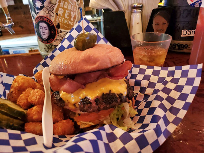 This isn't just a burger—it's a Texas handshake in food form. Notice how the cheese drapes perfectly like a yellow sunset.