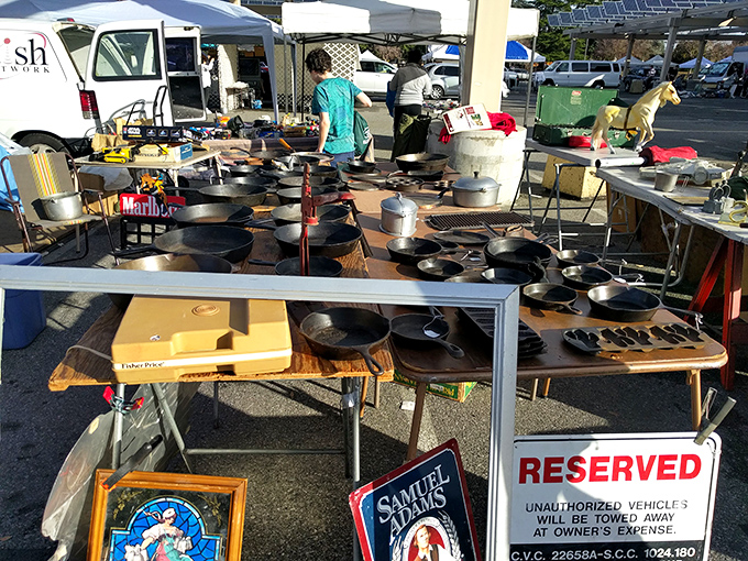 Cast iron paradise! These seasoned veterans have cooked thousands of meals and are ready for thousands more—each with stories as rich as the patina.
