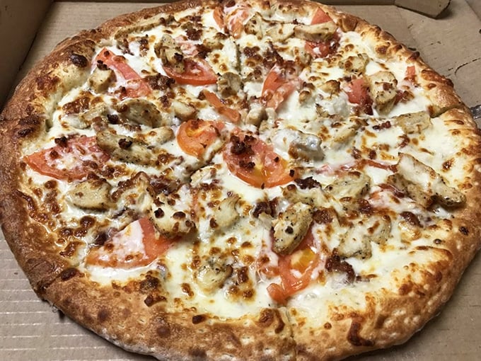 This chicken bacon masterpiece isn't just a pizza—it's edible evidence that sometimes the simplest combinations create the most profound happiness.