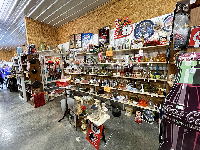 Every shelf tells a story in this carefully curated chaos, where one person's castoffs become another's conversation pieces.