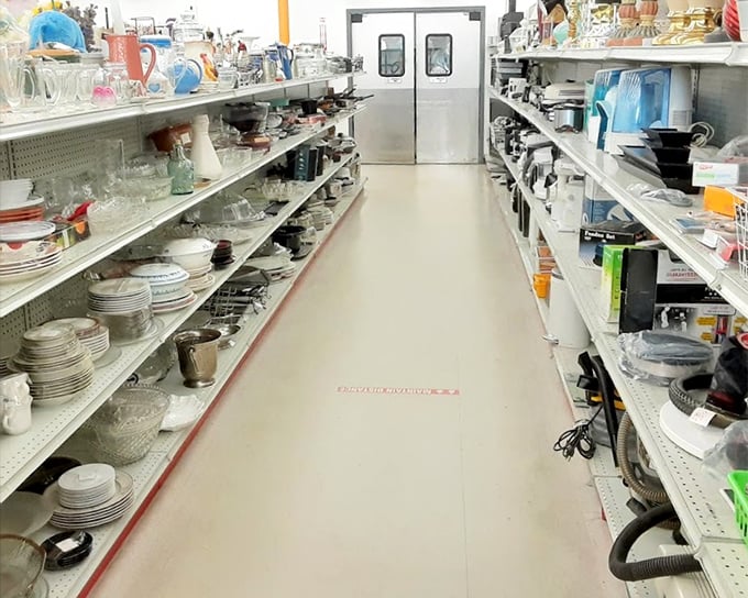 The kitchenware aisle—where your grandmother's favorite serving dish and that fondue pot you never knew you needed live in perfect harmony.