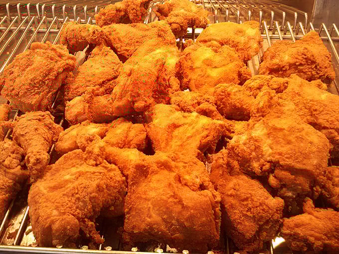 Golden-brown treasures that would make Colonel Sanders weep with envy. This isn't just fried chicken; it's edible art.
