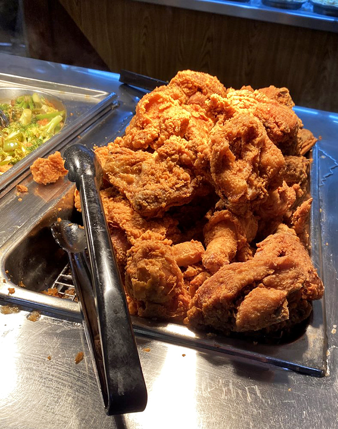 Golden-brown fried chicken that crackles with each bite—proof that sometimes the simplest pleasures are worth the extra napkins and potential cholesterol concerns. 