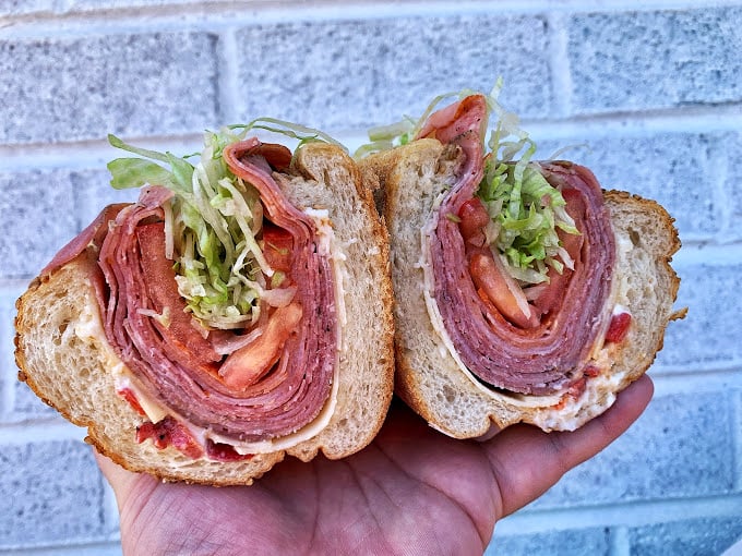 Behold the Italian hoagie in its natural habitat – perfectly layered, generously stuffed, and ready to ruin you for all others.