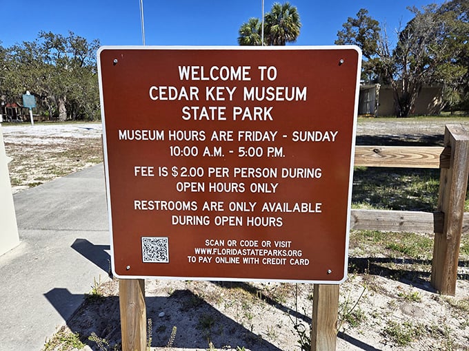 The entrance sign – a humble herald to history that won't break the bank at $2 per person. Weekend warriors, take note!