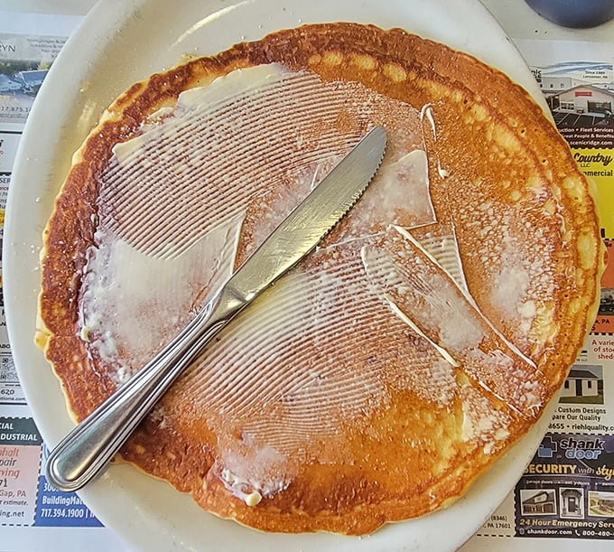 This isn't just a pancake—it's a golden canvas of breakfast perfection that makes you wonder why you'd ever settle for cereal again.