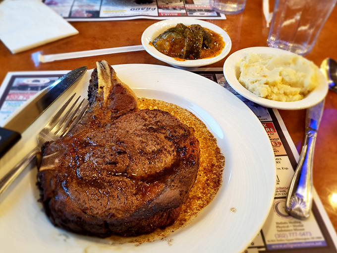 This prime rib isn't messing around. It's the kind of serious meat commitment that makes vegetarians question their life choices. 