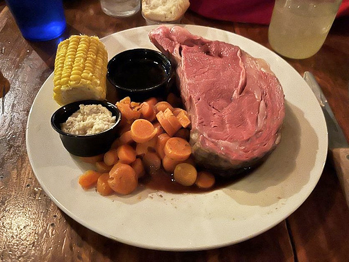 Behold the prime rib that could double as a centerpiece—tender, juicy, and gloriously unapologetic about size.