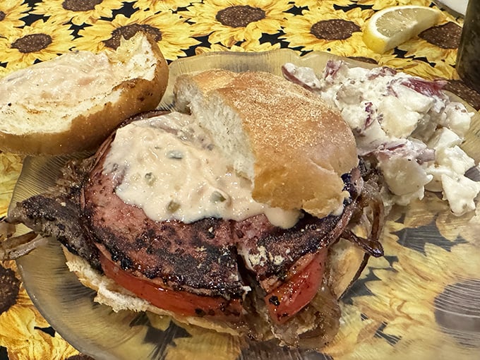 The mythical Schmitter® in its natural habitat. This glorious stack of beef, cheese, fried onions, and special sauce is Philadelphia's answer to sandwich nirvana.