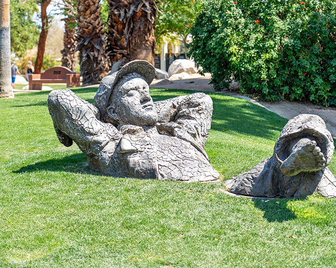 Public art that perfectly captures how we all feel after a day in the desert sun—relaxed, slightly melted, but utterly content.