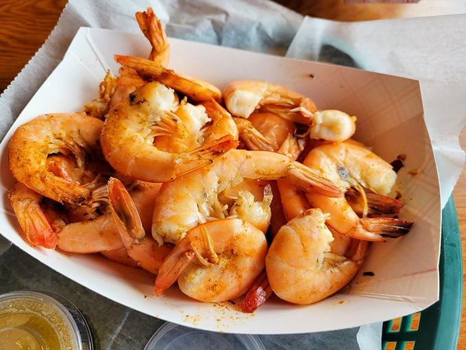 These plump, perfectly steamed shrimp aren't dressed up with fancy sauces because they don't need to be – sometimes simplicity is the ultimate sophistication.