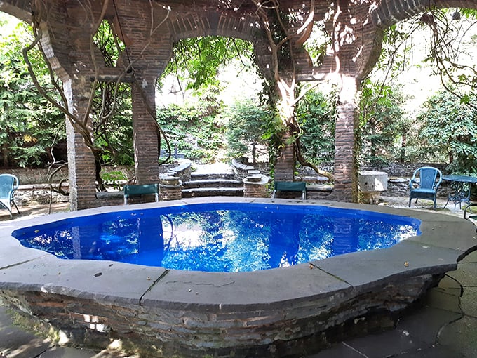 The Finger Bowl at Grey Towers isn't your average swimming pool—it's an outdoor dining innovation where dishes float across water to guests. Dinner and a show!