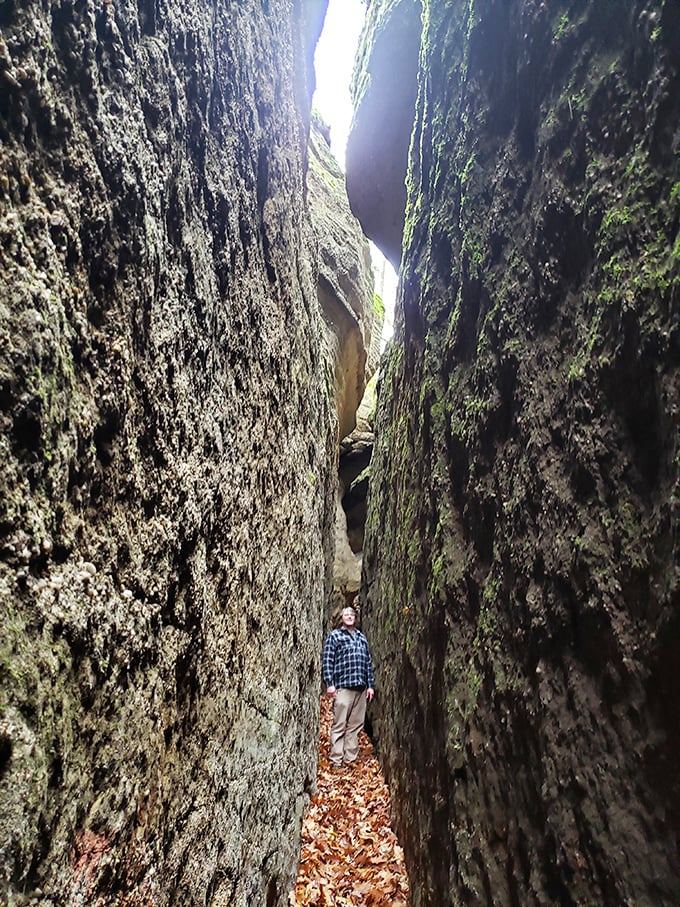 Tight squeeze! These narrow passages make you feel like Indiana Jones discovering a hidden temple, minus the booby traps and with considerably more moss.