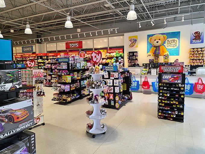 A toy store paradise where grandparents can score major points with the grandkids while still having enough left over for their own shopping adventures.