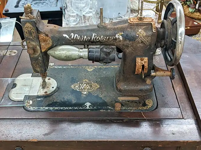 This White Rotary sewing machine has stitched together more stories than we'll ever know. Imagine the wedding dresses and baby blankets it helped create.