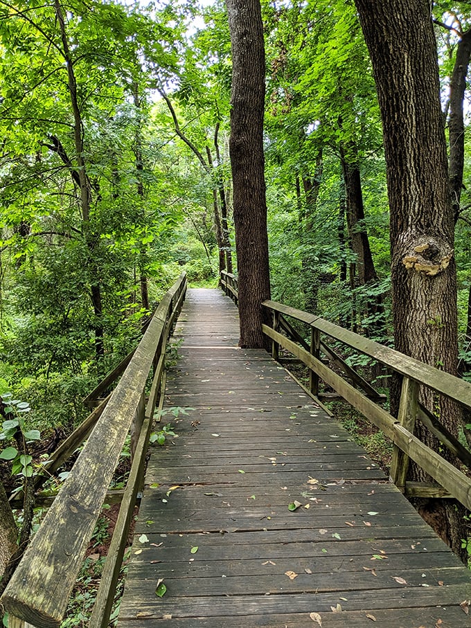 Cross this charming wooden bridge and leave your worries on the other side.