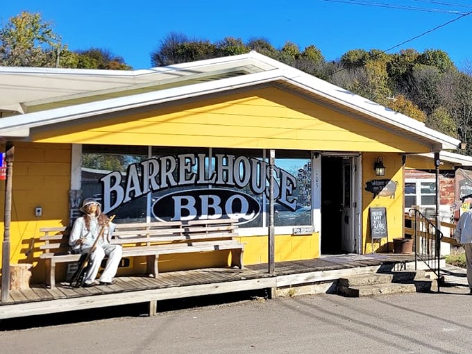 "Sunshine yellow and BBQ smoke—this little Lynchburg gem doesn't need fancy frills to draw a crowd."