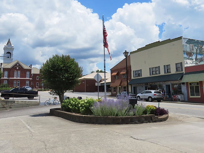 Blairsville's sun-drenched downtown invites exploration with its classic Southern architecture. Even the stop signs look friendlier here!