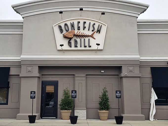 Bonefish Grill's understated elegance hides in plain sight. That neutral exterior is just playing it cool – the flavors inside are anything but!