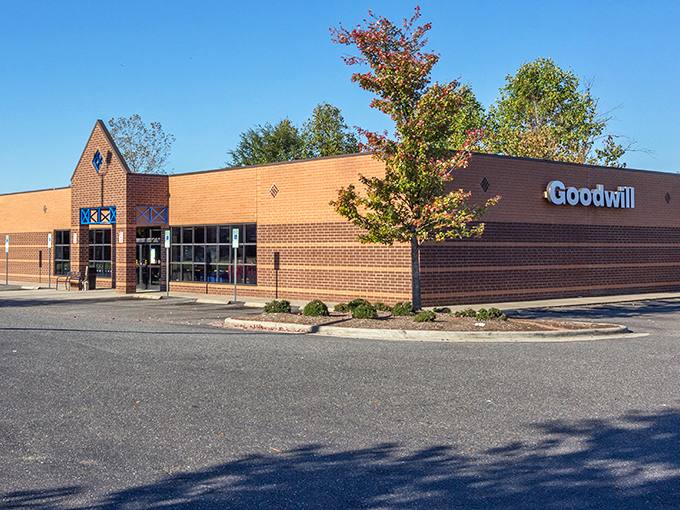 Goodwill's brick exterior hides a wonderland of secondhand treasures—like finding Narnia in your neighbor's closet.