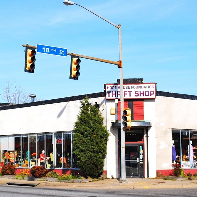 Hope House sits proudly on the corner, its red accents like a beacon for bargain-seeking Norfolk locals.