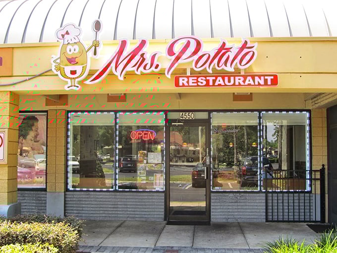 A smiling potato mascot? Now that's confidence in your spud game right there.