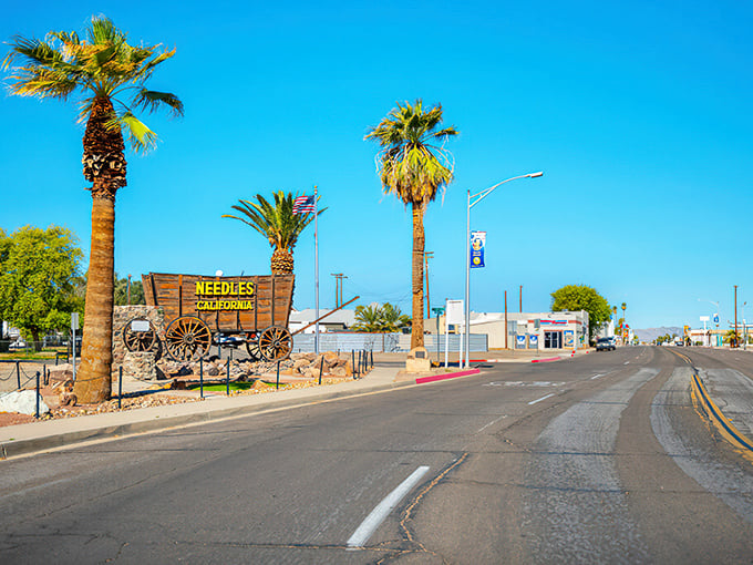Needles welcomes travelers with its iconic sign and desert vistas. The gateway to California looks mighty fine!
