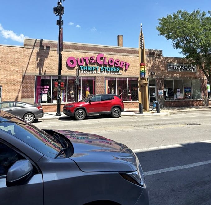 That hot pink storefront is impossible to miss - like a neon beacon for bargain hunters everywhere.