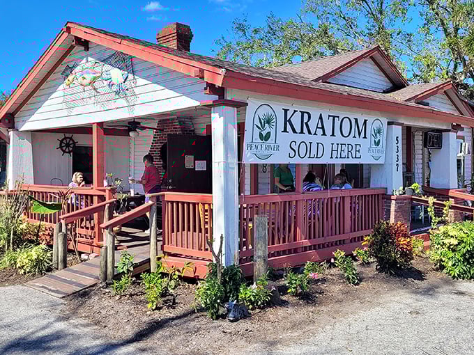 Peace River's charming red porch welcomes you like an old friend. Inside, those blue crabs are waiting to change your life.