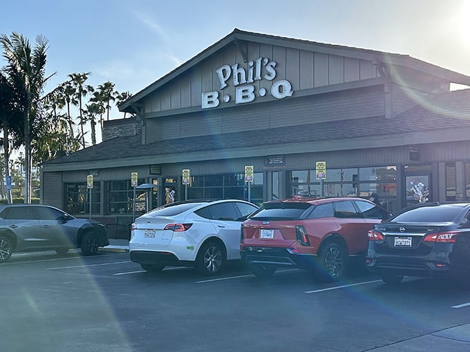 Phil's BBQ doesn't need fancy frills—just a parking lot full of cars and a line of devoted fans. When San Diegans willingly wait this long, you know something magical happens inside.