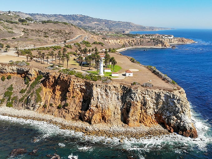 Point Vicente's gleaming white tower against California blue skies – no filter needed for this coastal stunner.