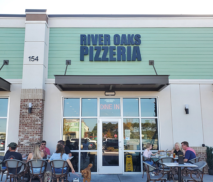 Outdoor seating, palm trees, and pizza that makes you forget you're miles from the beach boardwalk.