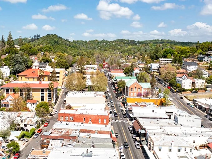 The "Queen of the Southern Mines" shows off her historic skyline against rolling hills.