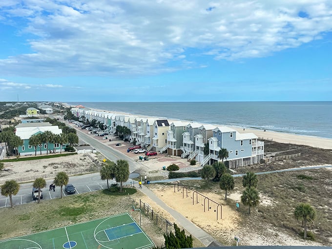 Miles of undeveloped shoreline stretch into the distance. Here, "beachfront property" still means simple homes with spectacular views.