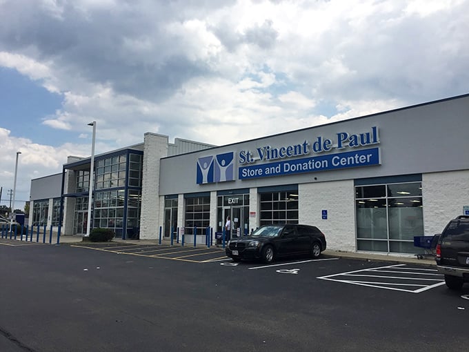 St. Vincent de Paul's modern storefront gleams in the sunlight, a beacon for thrifty shoppers with discerning taste.