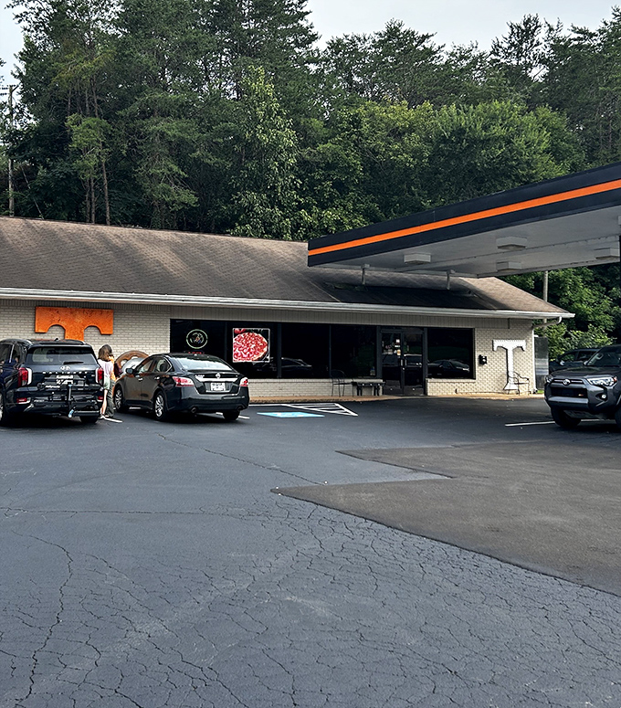 Look for the big orange "T" – Tennessee Pizza Company transformed this former gas station into a slice of heaven.