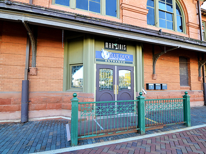 The Blue Duck's historic brick building houses modern BBQ magic—proof that good things happen in old places.