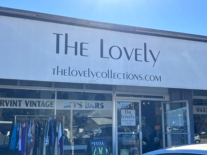 The Lovely's sophisticated storefront whispers "boutique" while the prices inside shout "bargain!"—best of both worlds.