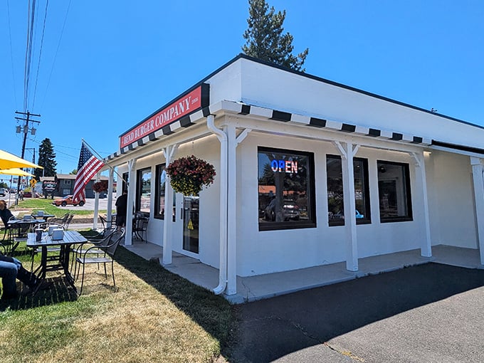 White trim, red walls, and an American flag—Bend Burger Company is practically wearing the national uniform of deliciousness.
