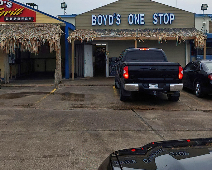 Boyd's One Stop proves great seafood doesn't need fancy digs. The thatched awning hints at the coastal treasures within.