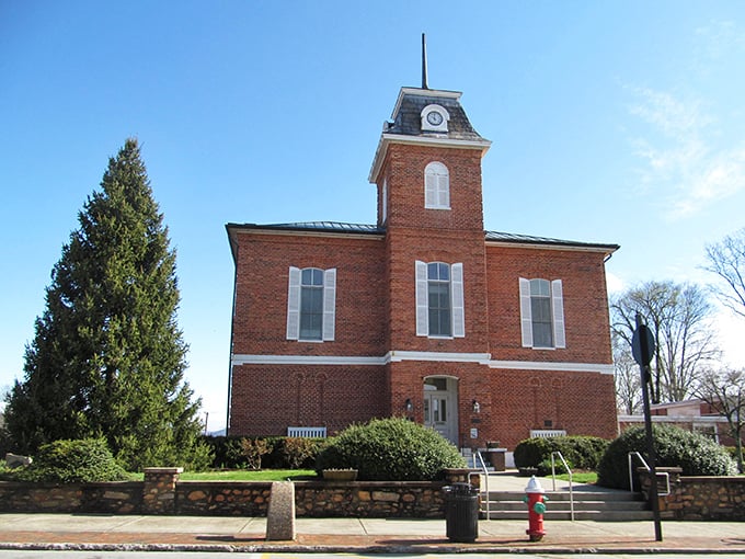 Brevard's historic buildings frame a perfect small-town scene. Those awnings have shaded shoppers for generations!